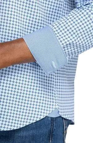 CON.STRUCT Diamond Geo Woven Long Sleeve Basic - White/blue