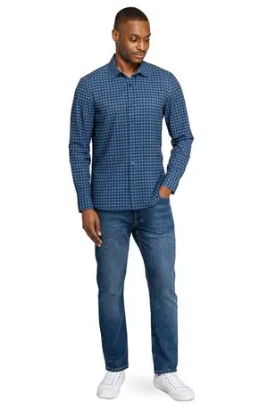 CON.STRUCT Plaid Woven Long Sleeve Basic - Navy/black