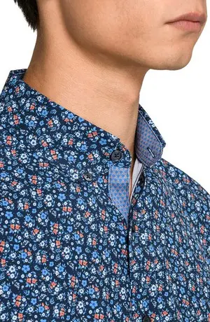 CON.STRUCT Amber Floral Woven Short Sleeve Basic - Navy/red