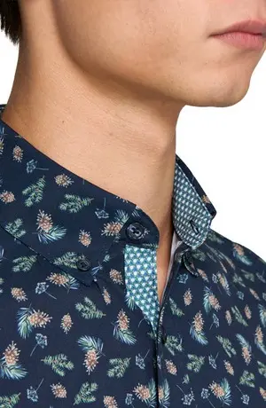 CON.STRUCT Pine Cone Woven Short Sleeve Basic - Navy/green