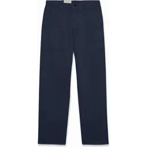 FORTELA Herringbone Cotton Fatigue Trousers - Blue