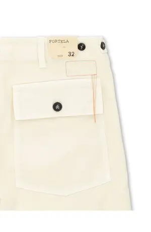 FORTELA Herringbone Cotton Fatigue Trousers - Cream