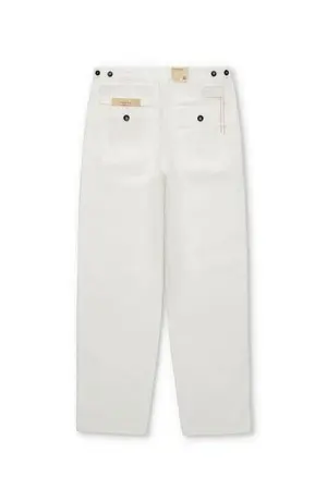 FORTELA Herringbone Cotton Fatigue Trousers - White