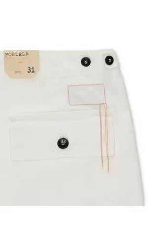 FORTELA Herringbone Cotton Fatigue Trousers - White