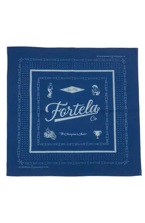 FORTELA Printed Logo Cotton Bandana - Indaco