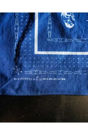 FORTELA Printed Logo Cotton Bandana - Indaco