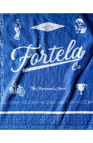 FORTELA Printed Logo Cotton Bandana - Indaco