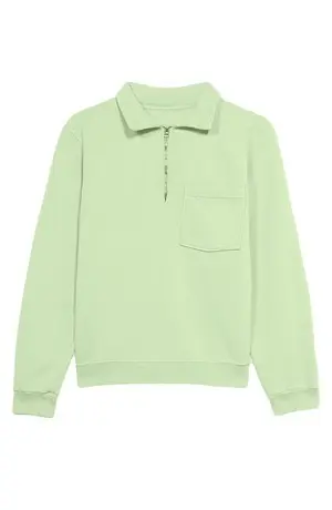 FORTELA Yale Fleece Quarter Zip Sweatshirt - Light Green