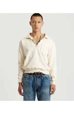 FORTELA Yale Fleece Quarter Zip Sweatshirt - Ruby