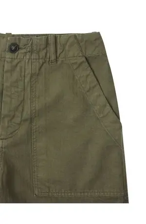 FORTELA Herringbone Cotton Fatigue Shorts - Green