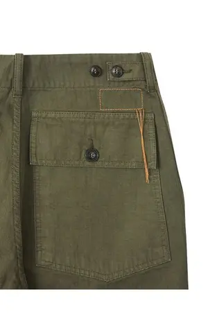 FORTELA Herringbone Cotton Fatigue Shorts - Green