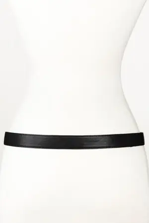 RAINA BELTS Double Bee Clasp Buckle Leather Belt - Black