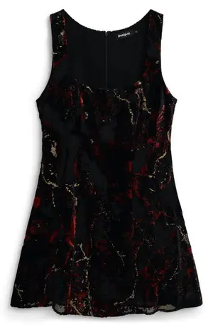 Desigual Metallic Sleeveless Velvet Dress