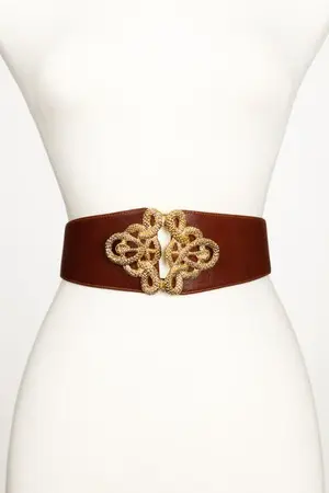 RAINA BELTS Christian Corset Leather Belt Cognac