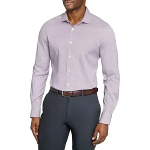 W.R.K Slim Fit Micro Square Print Reworked Cotton Dress Shirt - White/red