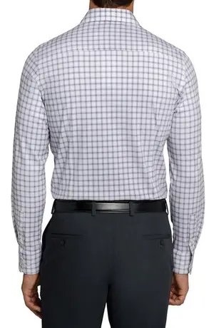W.R.K Reworked Slim Fit Grey Check Print Cotton Dress Shirt - White/grey