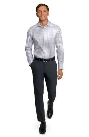 W.R.K Reworked Slim Fit Grey Check Print Cotton Dress Shirt - White/grey