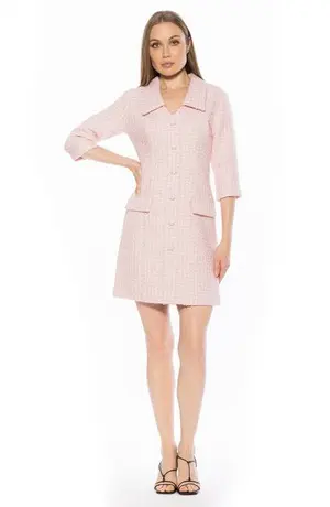 ALEXIA ADMOR Isolde Tweed Button-down Mini Dress