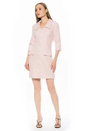 ALEXIA ADMOR Isolde Tweed Button-down Mini Dress