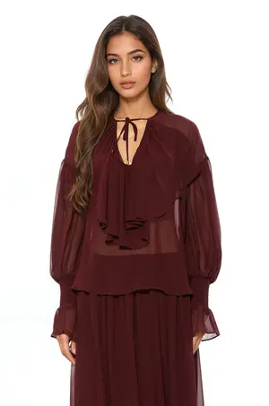 ALEXIA ADMOR Serelise Blouse - Burgundy
