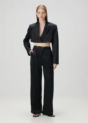 PCFG Woven Pant With Metal Button Detail - Black