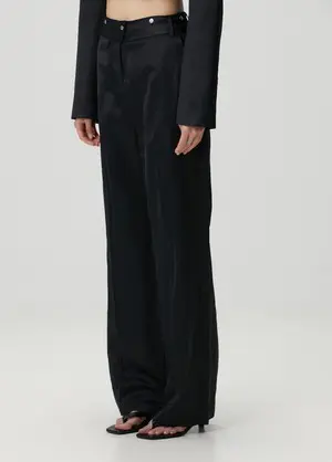 PCFG Woven Pant With Metal Button Detail - Black