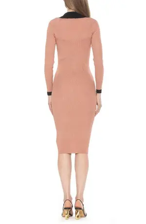 ALEXIA ADMOR Cordelia Knit Long Sleeve Shirtdress - Camel
