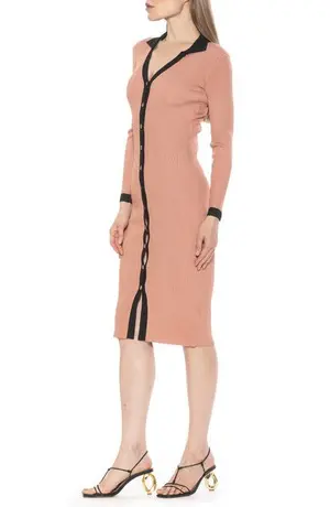 ALEXIA ADMOR Cordelia Knit Long Sleeve Shirtdress - Camel