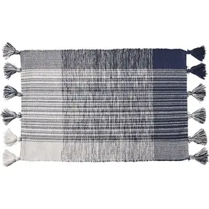 TAG Tassel Plaid Doormat Stylish Home Entryway Rug - Blue