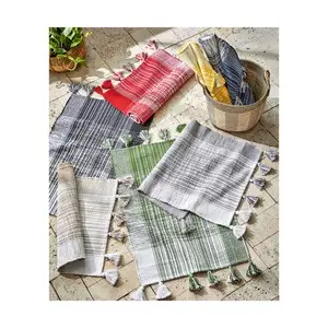 TAG Tassel Plaid Doormat Stylish Home Entryway Rug - Gray