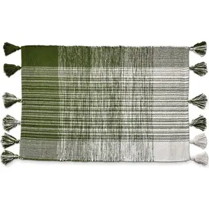 TAG Tassel Plaid Doormat Stylish Home Entryway Rug - Green