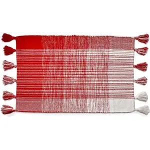 TAG Tassel Plaid Doormat Stylish Home Entryway Rug - Red