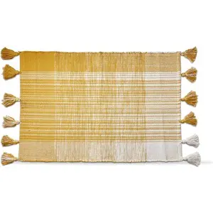 TAG Tassel Plaid Doormat Stylish Home Entryway Rug Yellow
