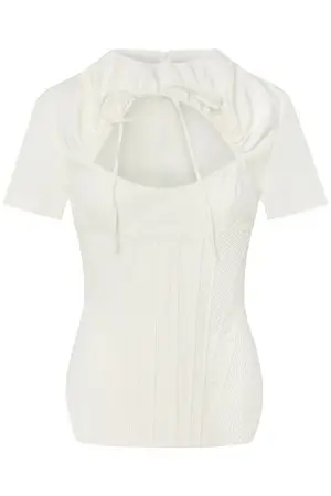 PCFG Tailored Corset Tee Top With Bust Window - White