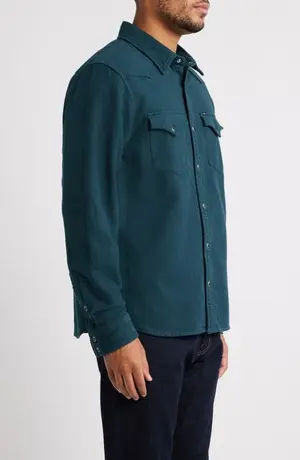 Ag Huston Classic Fit Western Snap-up Shirt - Deep Teal