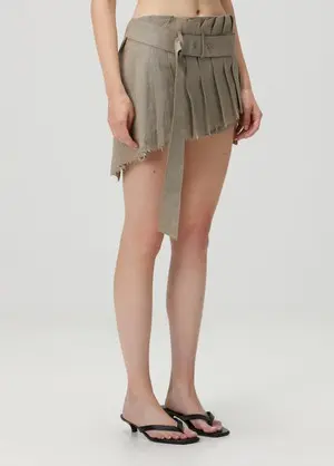 PCFG Linen Blend Super Mini Skirt - Beige Moon Rock