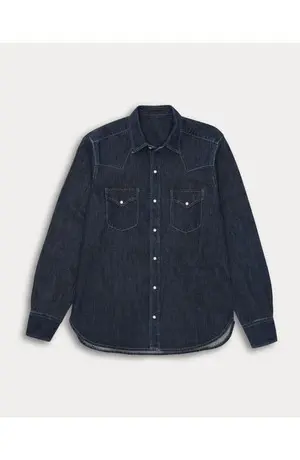 FORTELA Texj Texan Bleach Wash Denim Shirt - Blue D368