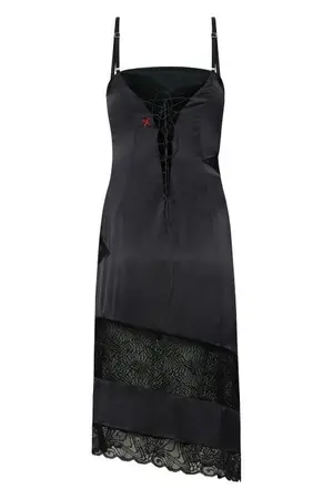 PCFG Pure Silk Dress With Lace Detail - Black