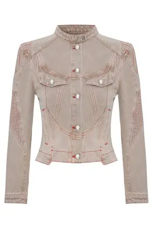 PCFG Pure Cotton Faded Motorcycle Jacket - Beige