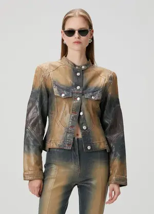 PCFG Pure Cotton Faded Motorcycle Jacket - Blue