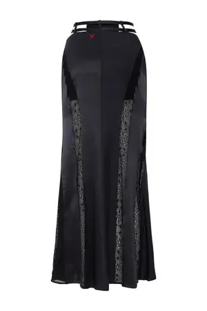 PCFG Pure Silk Maxi Skirt With Lace Insets