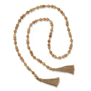 TAG Bead And Jute Tassel Garland Natural Decorative Wall Decor - White
