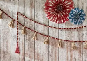 TAG Bead And Jute Tassel Garland Natural Decorative Wall Decor