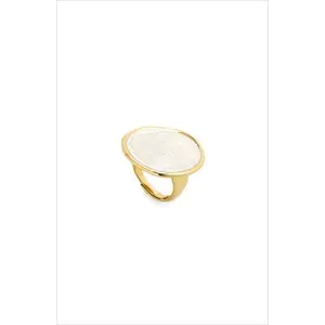RETRO CHIC Ripple Ring - White & Gold