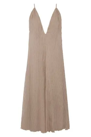 PCFG Maxi Dress With V-neck And Spaghetti Straps - Beige
