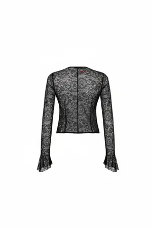 PCFG Long Sleeve Lace Top With Tie Detail