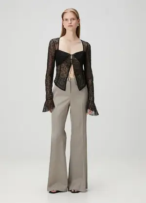 PCFG Linen Blend Shiny Woven Pants - Beige