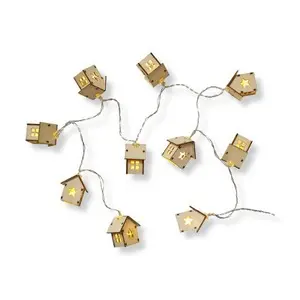 TAG Wooden House Led String Lights Indoor Decorative Lighting - Beige