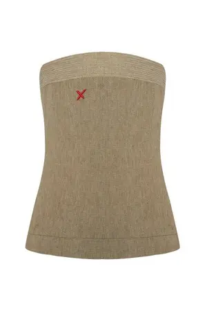 PCFG Linen Blend Strap Top - Beige