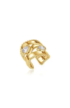 RETRO CHIC Droplets Statement Ring - Gold & Crystal Clear
